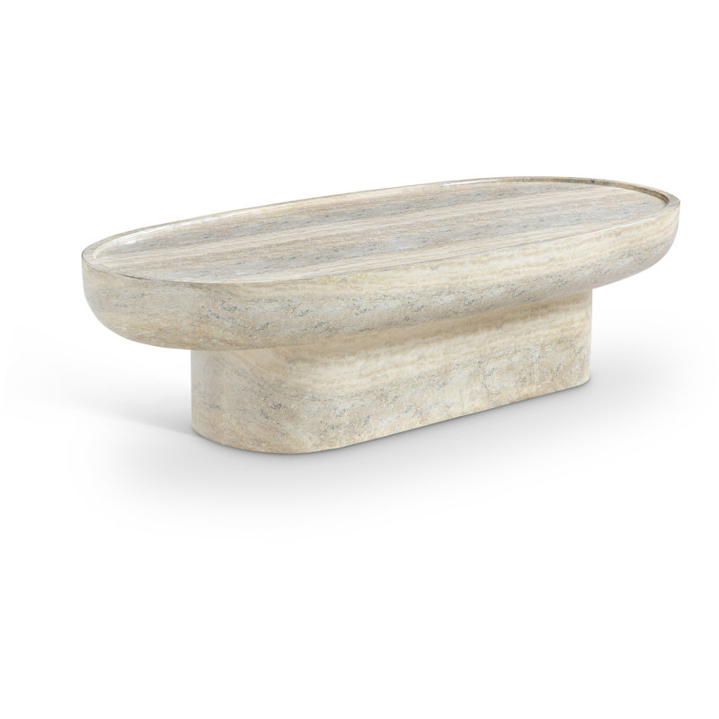 Hokku Designs Esquierdo Travertine Finish Concrete Indoor/Outdoor Coffee Table | Wayfair
